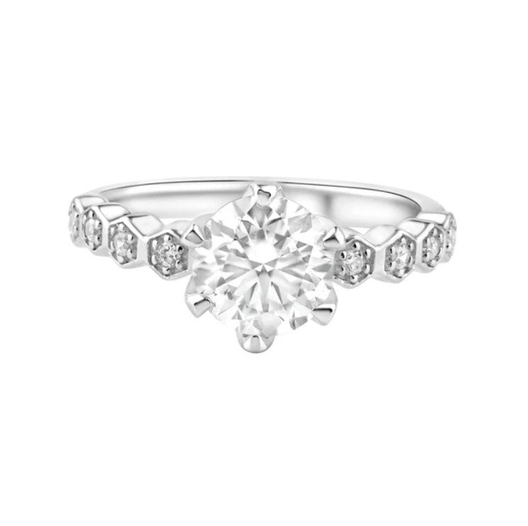 1 Carat Engagement Ring with a Half-Circle of Moissanites – Lilies and ...